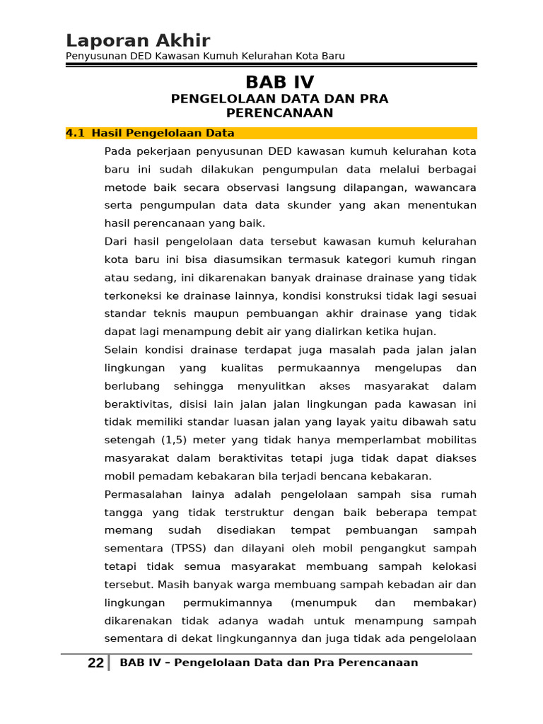 Bab IV Laporan Akhir (Gamabaran Wilayah Hasil Pendataan) | PDF
