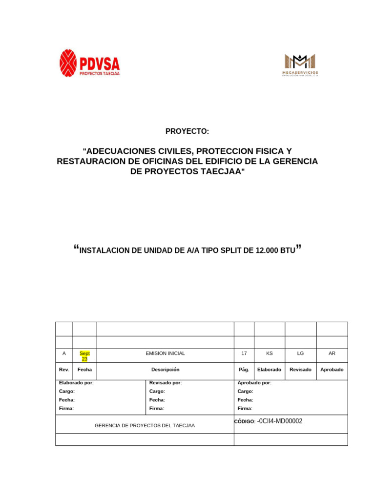 Instalación A/A Split 12,000 BTU TAECJAA | PDF | Tornillo