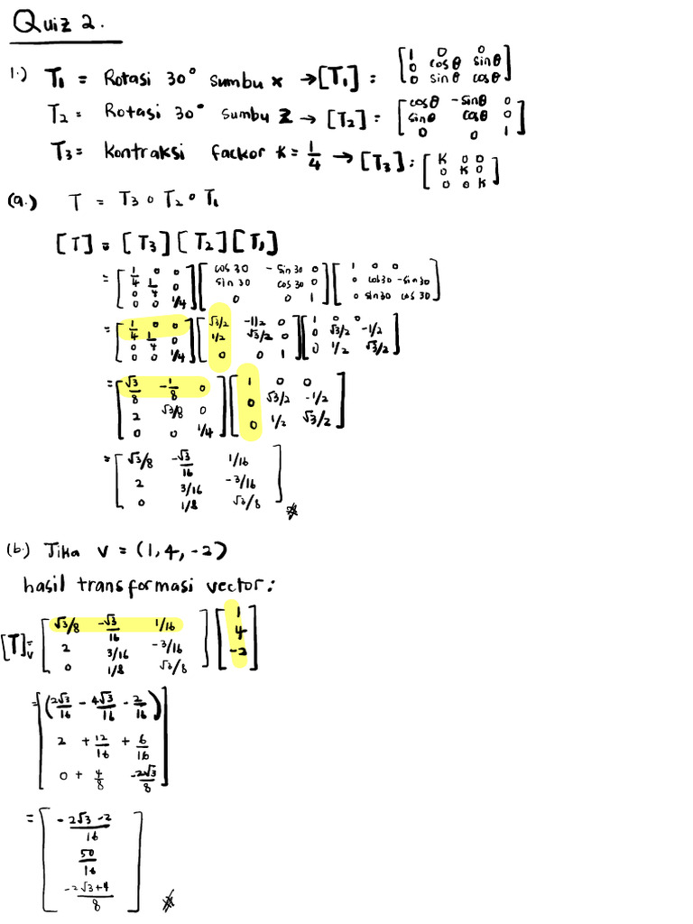 Jawaban Quiz 2 ALIN V2 | PDF | Linear Algebra | Mathematics