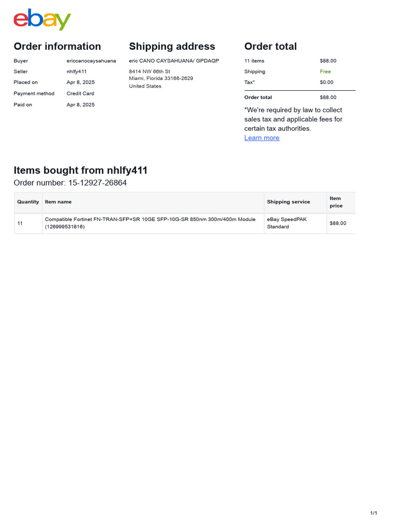 Order Information Shipping Address Order Total | PDF