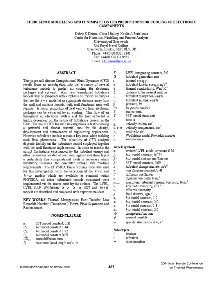 Turbulence Modeling For Cfd Wilcox 2006 Pdf File