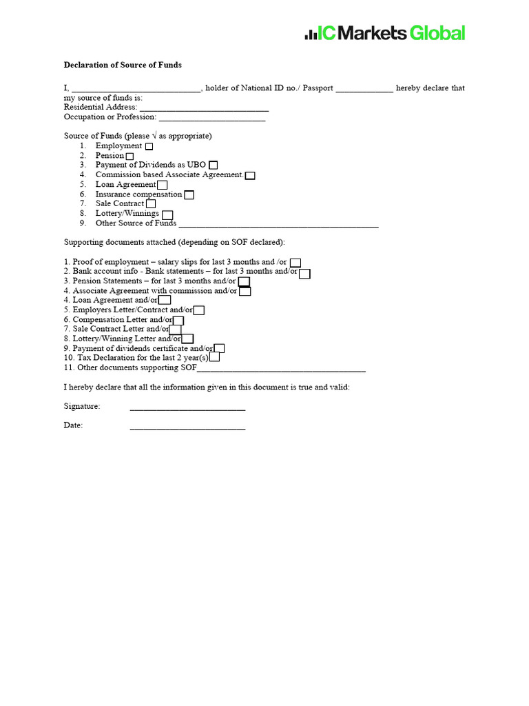 Declaration of Source of Funds | PDF