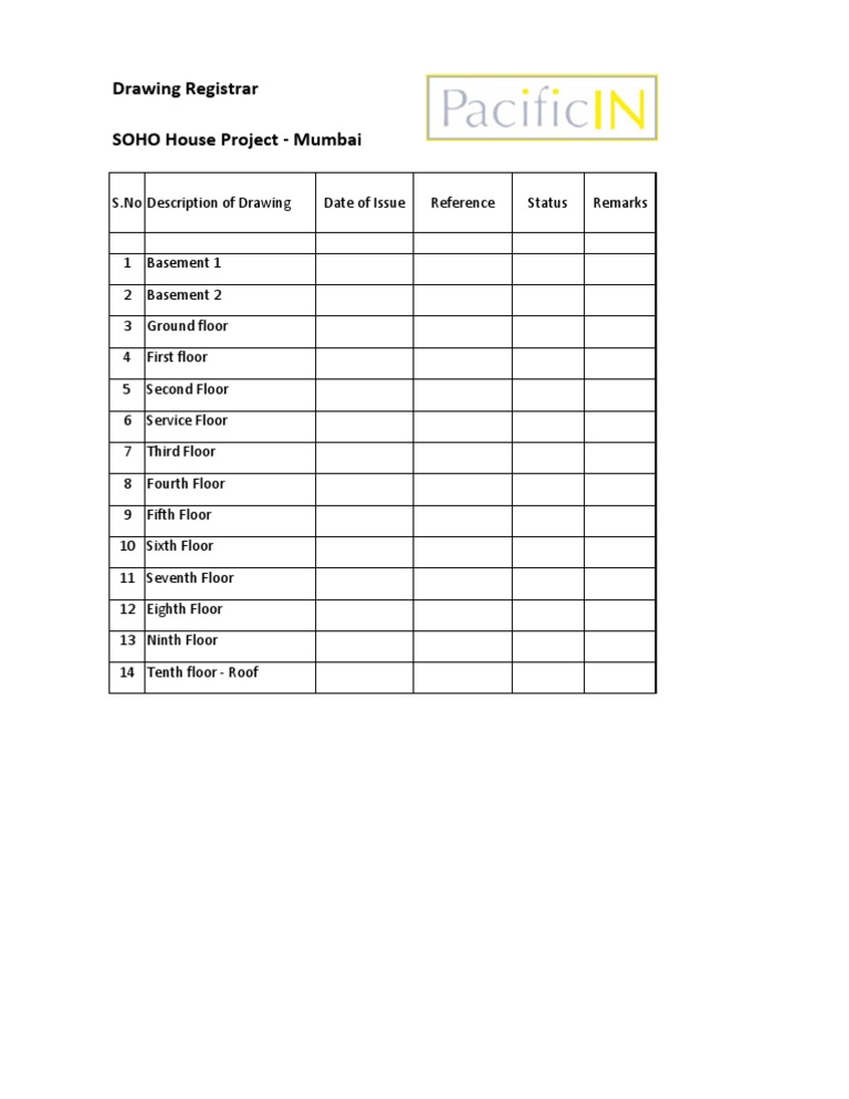 SOHO House Mumbai Drawing Register | PDF