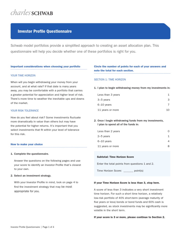 Investor Profile Questionnaire | PDF | Investing | Stocks