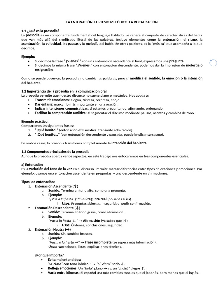 Prosodia: Entonación y Ritmo Melódico | PDF | Ritmo | Tono (Lingüística)