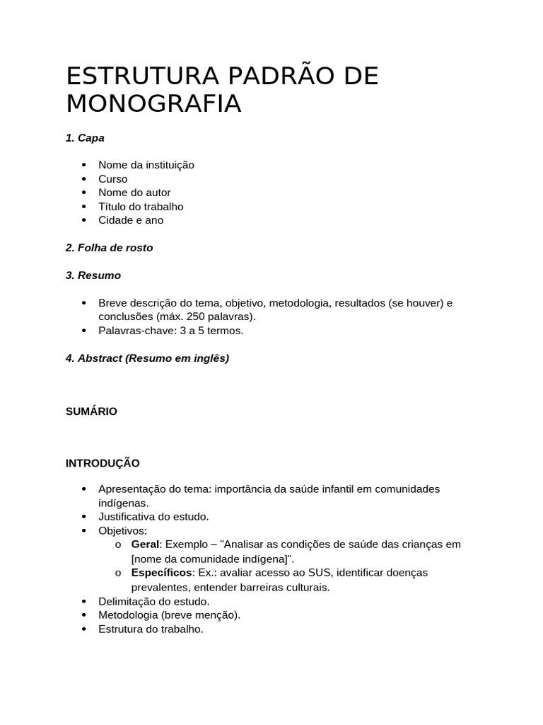 Estrutura de Monografia sobre Saúde Infantil | PDF | Abstract (resumo ...