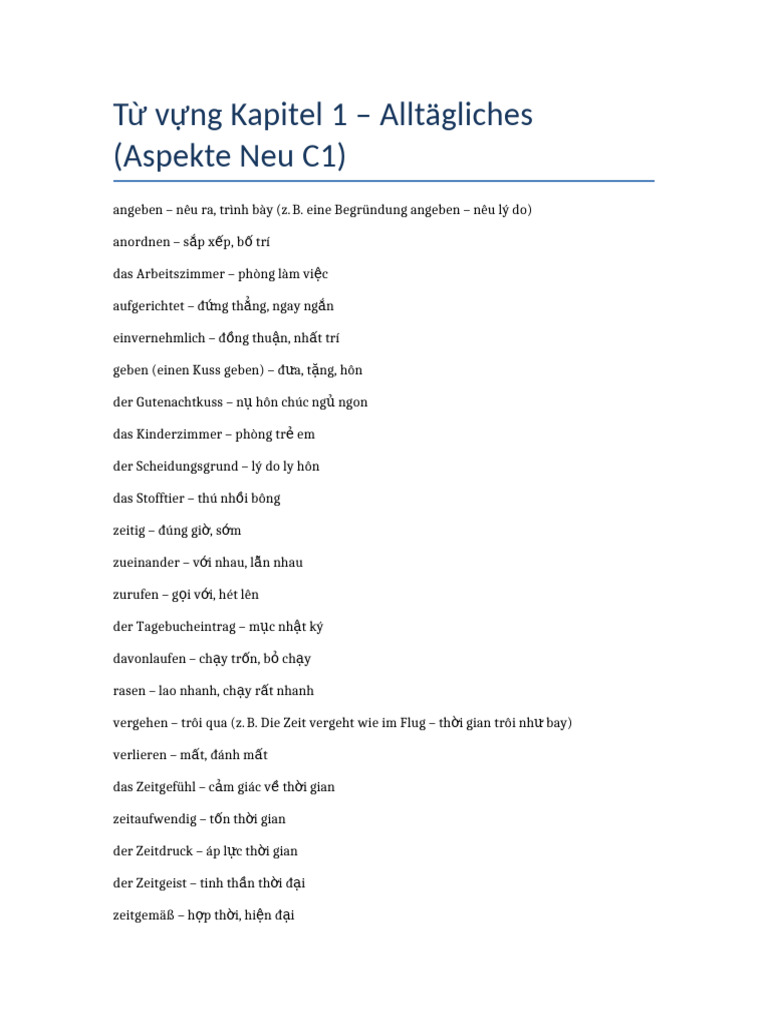 Kapitel 1 Tu Vung Aspekte C1 | PDF