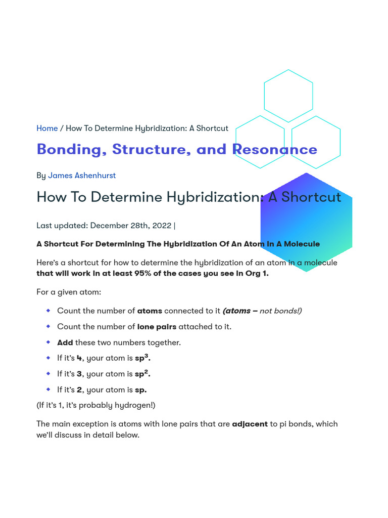 Shortcut to Determine Atom Hybridization | PDF | Amide | Molecular Orbital