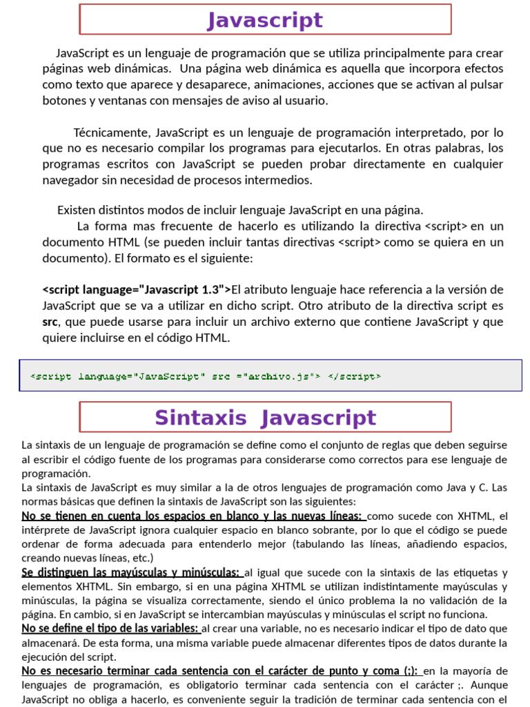 Introduccion A Javascript | PDF | Script Java | Lenguaje de programación