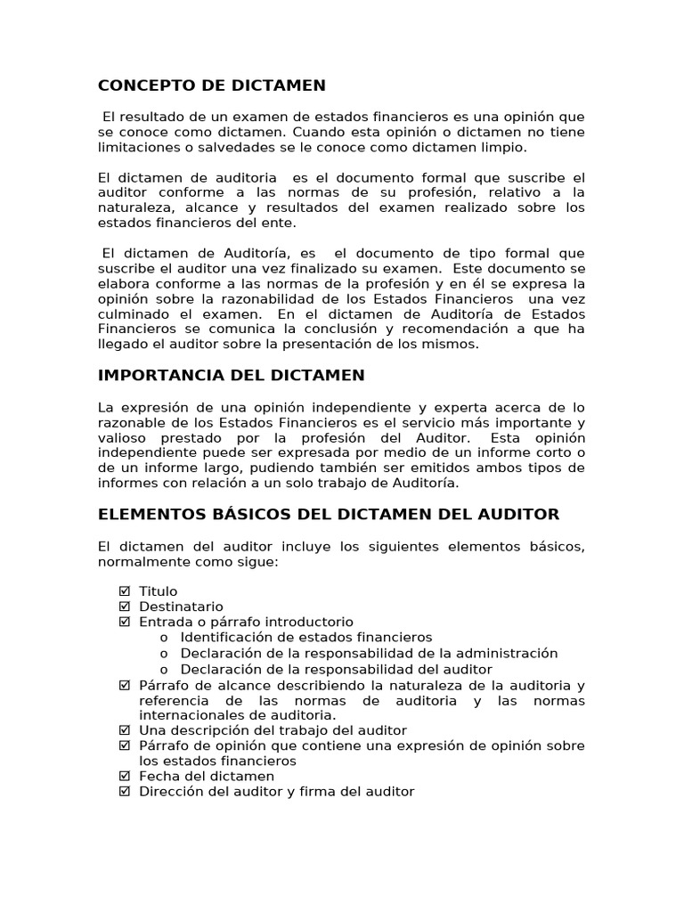 Guía del Dictamen de Auditoría | PDF | Auditoría | Contralor