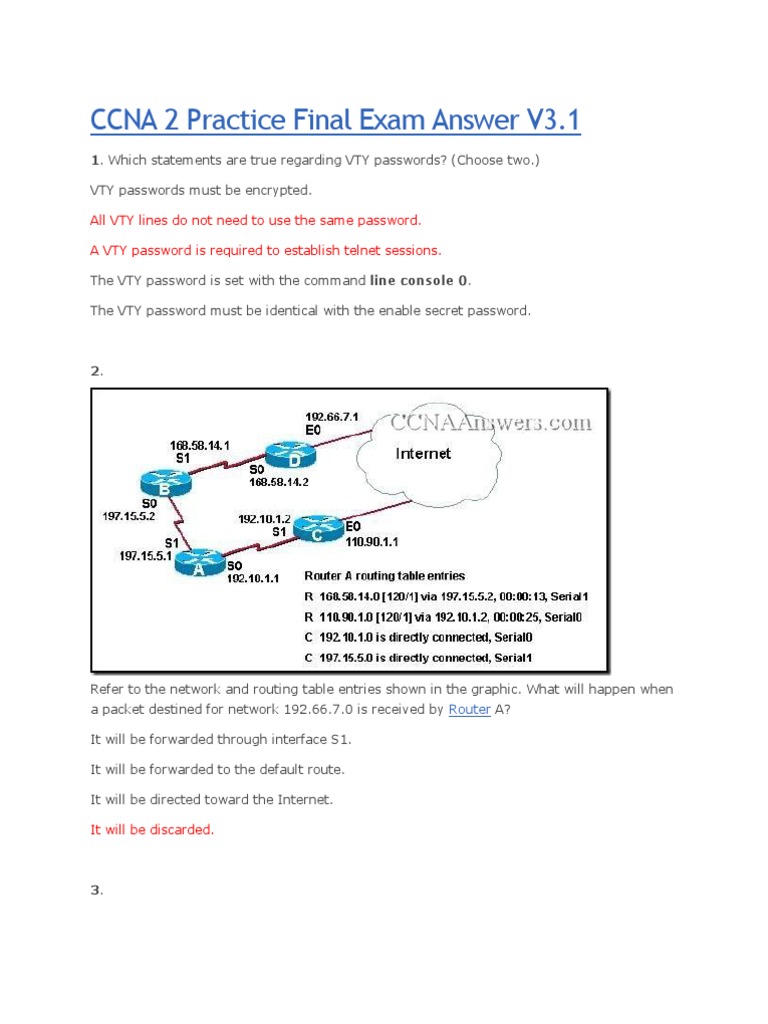 Ccna 2 Practice Final Exam Pdf Routing Router Computing