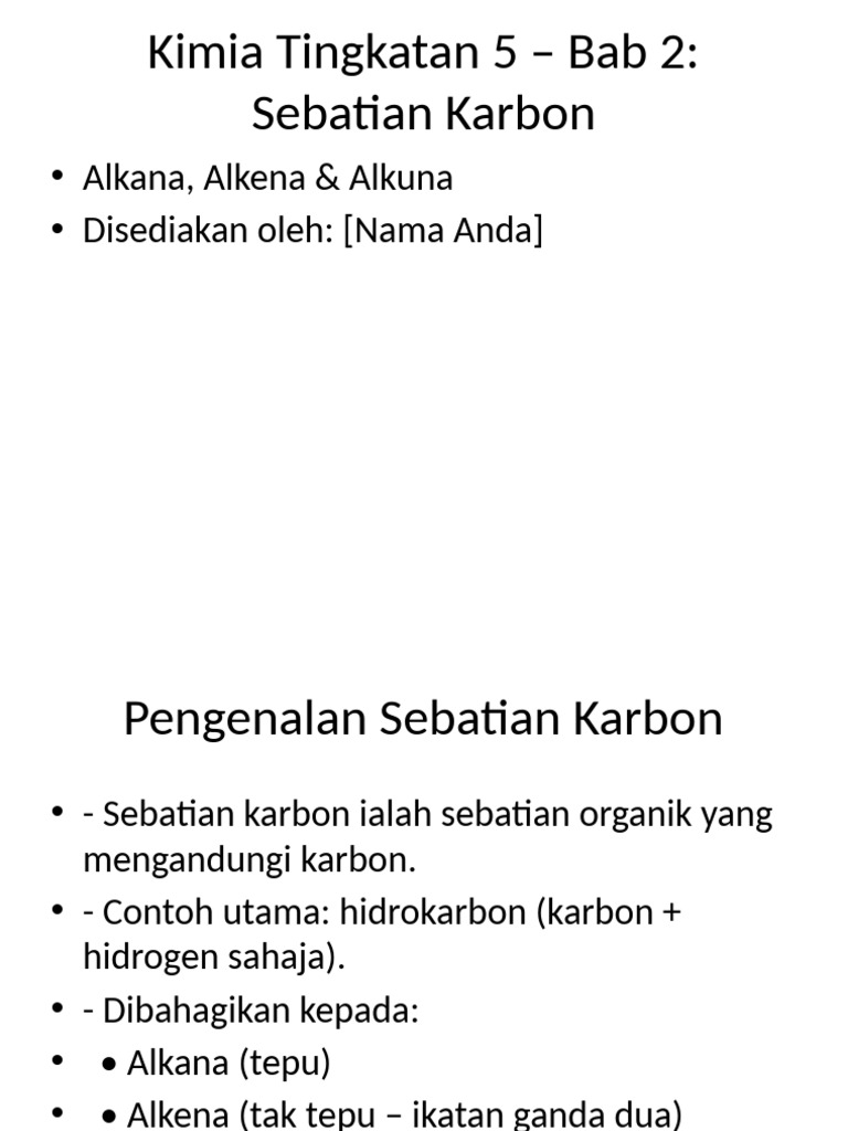 Sebatian Karbon Kimia Tingkatan 5 | PDF