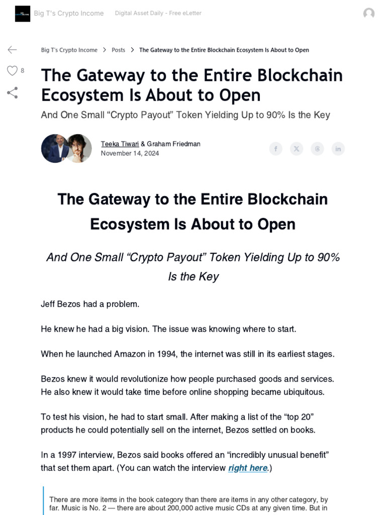 Teeka Reading - The Gateway To The Entire Blockchain Ecosystem Is About ...