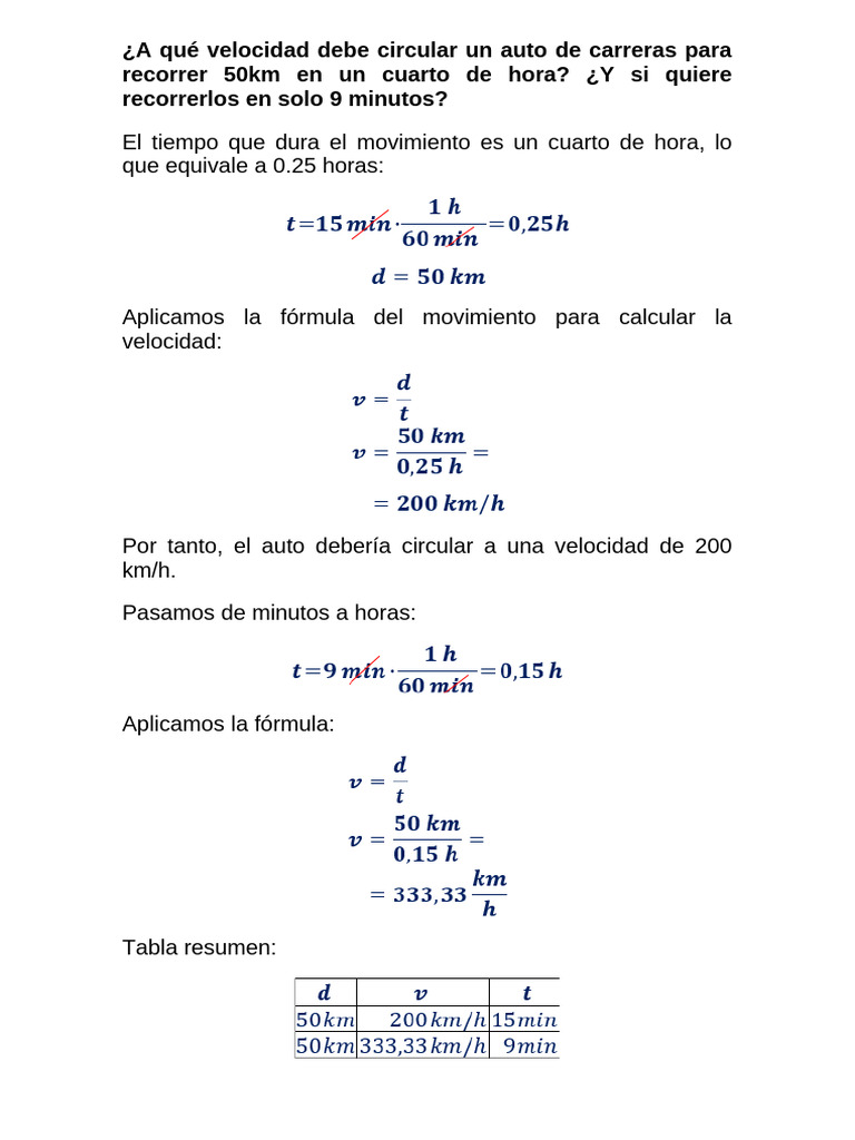 Ejercicios | PDF | Velocidad