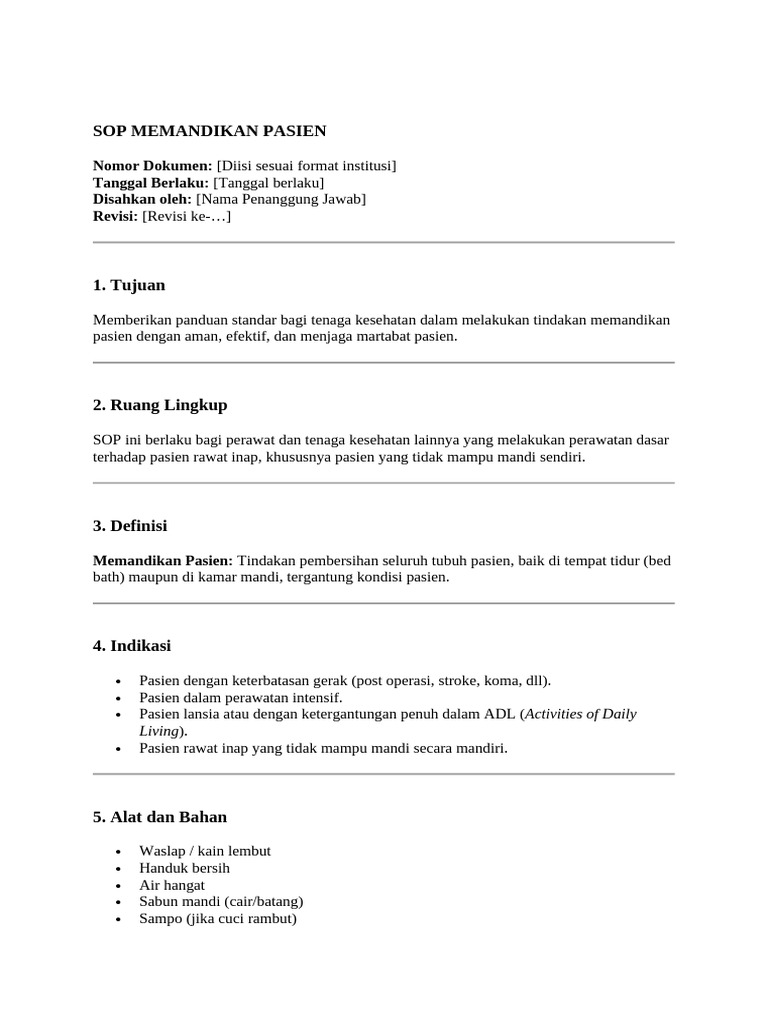 Sop Memandikan Pasien | PDF