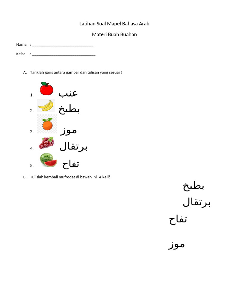 Latihan Soal Mapel Bahasa Arab | PDF