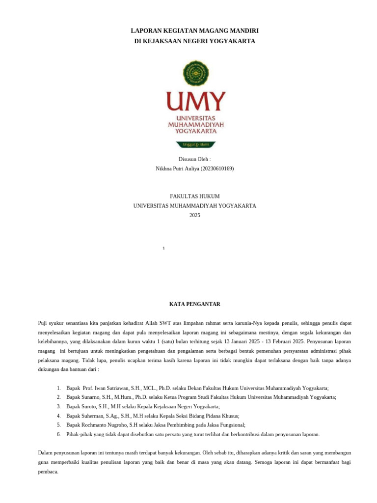 Laporan Kegiatan Magang Mandiri | PDF