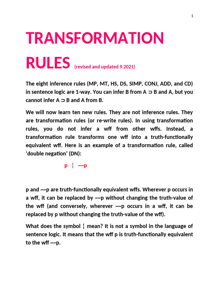 Transformation Rules in Logic | PDF | Spin (Physics) | Complex Number