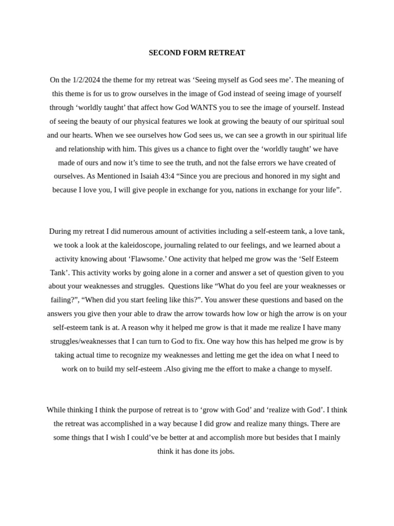 Spiritual Growth Retreat Insights | PDF
