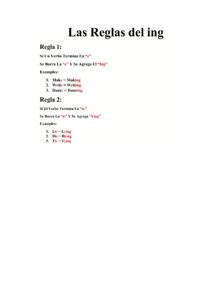 Reglas para Ing | PDF