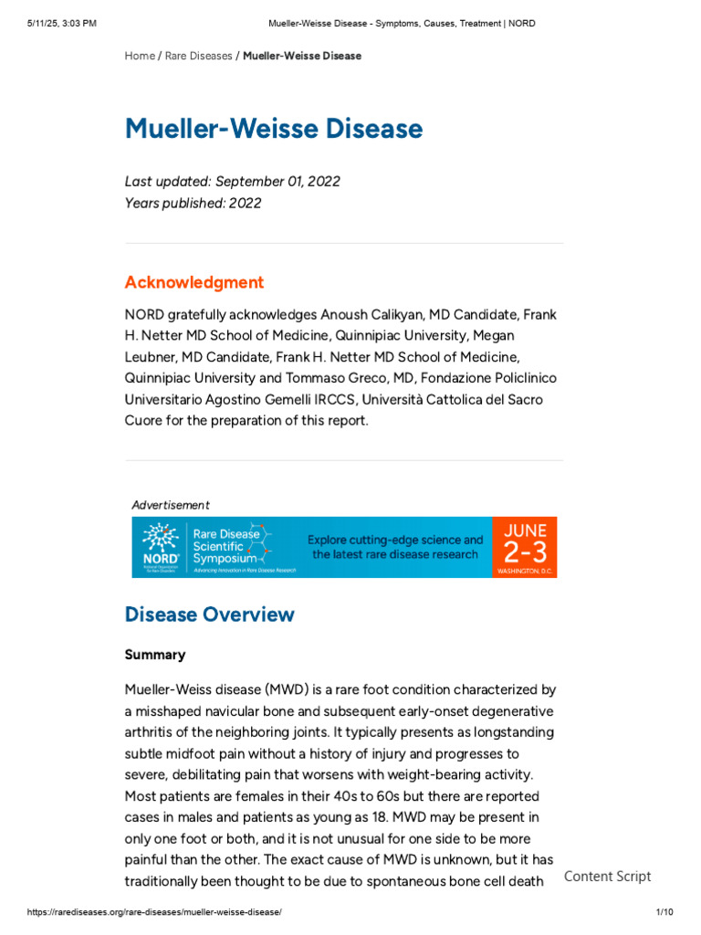 Mueller-Weiss Disease Overview and Treatment | PDF | Medicine ...