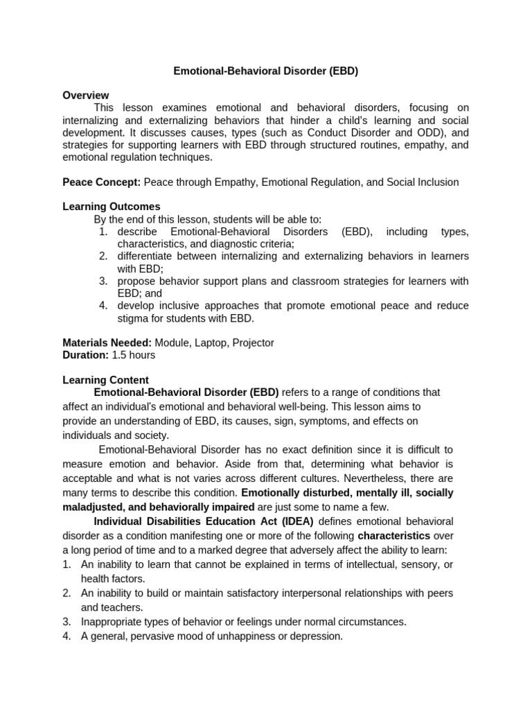Understanding Emotional-Behavioral Disorders | PDF | Mental Disorder ...
