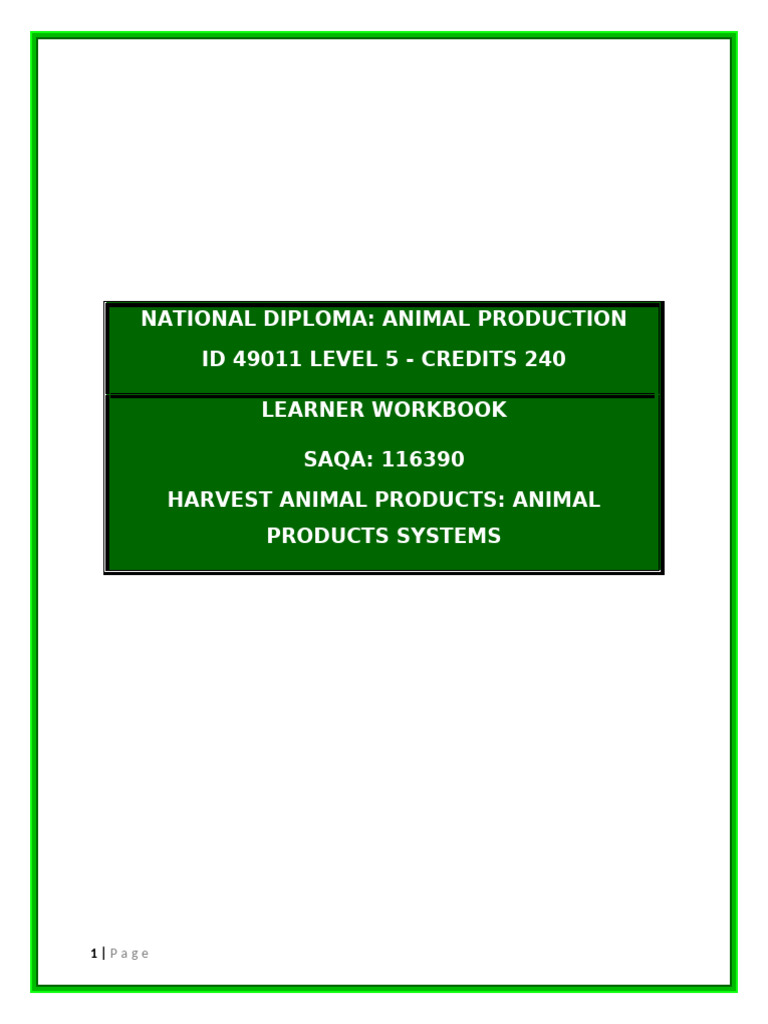 Yanga Makalima 116390 - Learner Workbook | PDF | Goat | Sheep