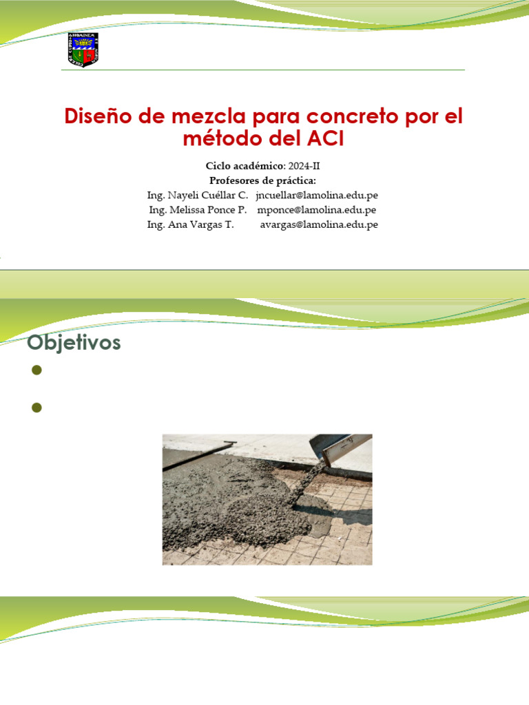 Diseño de mezcla de concreto ACI | PDF | Hormigón | Cemento