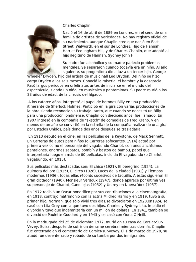 Charles Chaplin | PDF | Charlie Chaplin