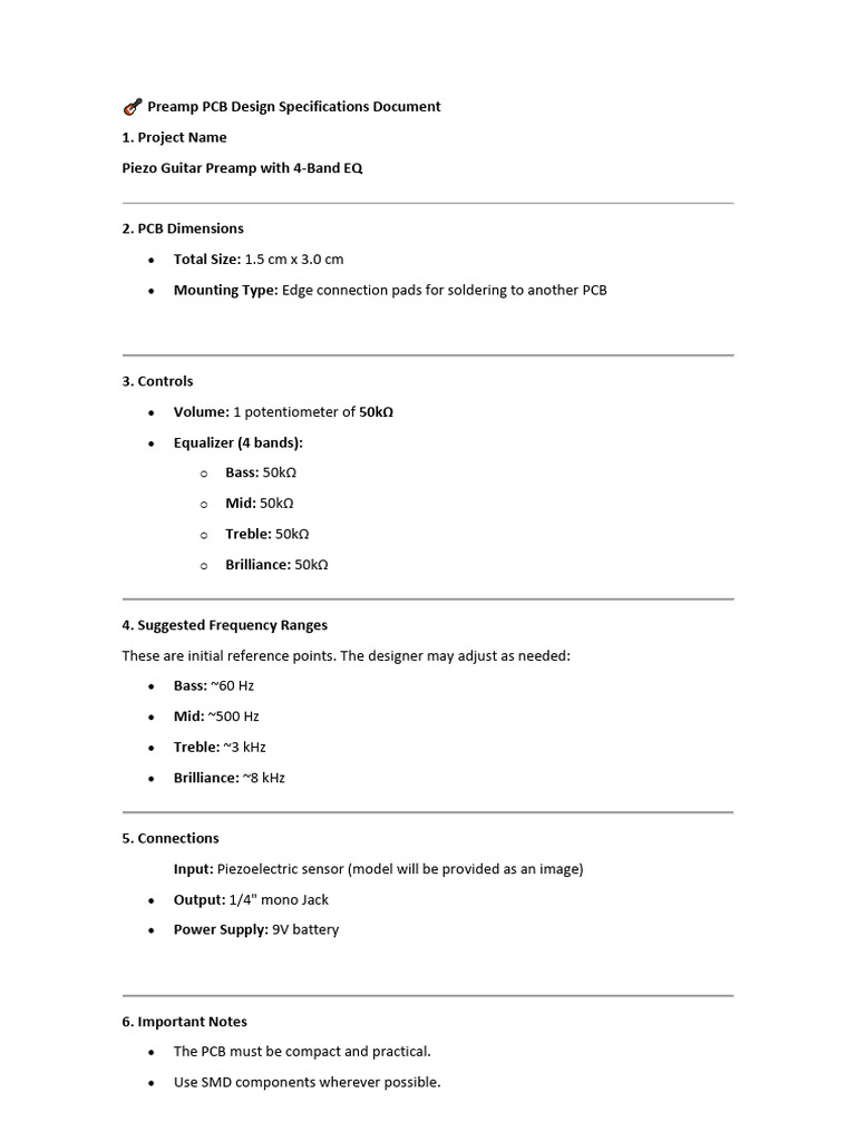 ? Preamp PCB Design Specifications Document | PDF