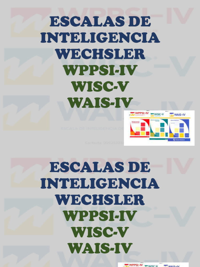 Escalas de Inteligencia Wechsler | PDF | Inteligencia | Escala de inteligencia para adultos de ...