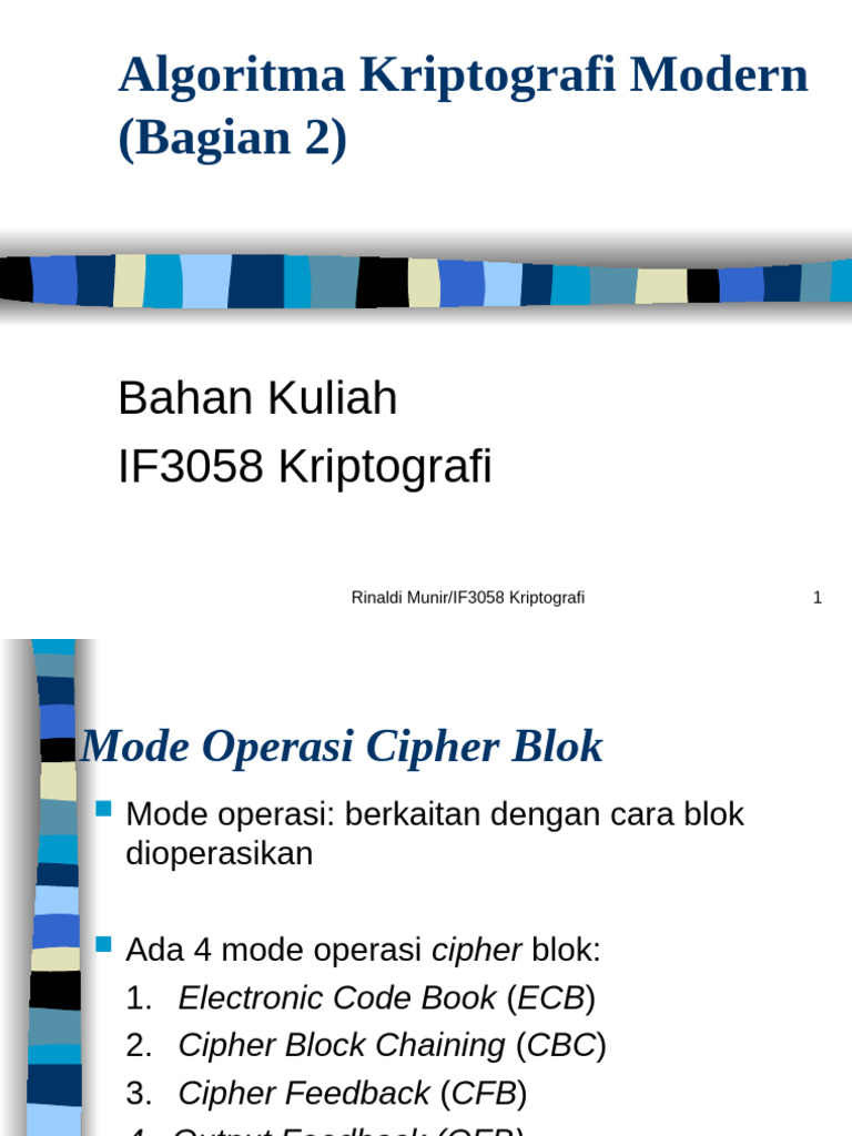 Pertemuan 9 Algoritma Kriptografi Modern - Bag2 (Baru) | PDF