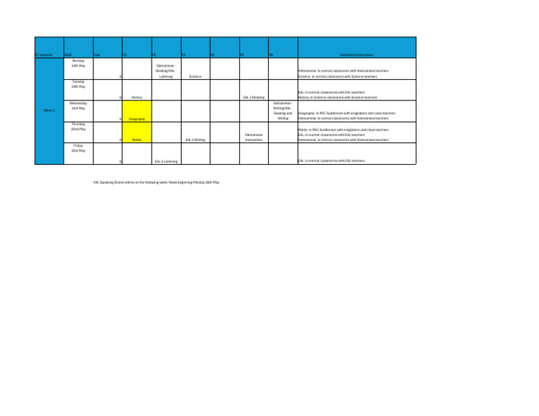 2025 Student Exam Schedule Overview | PDF