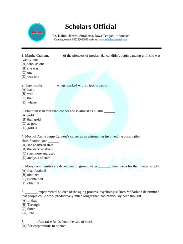 Soal Structure and Written Expression | PDF