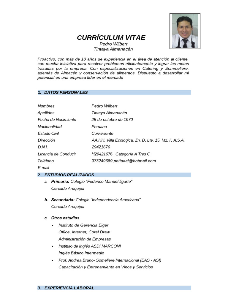 Currículum Vitae Peter 2018 | PDF