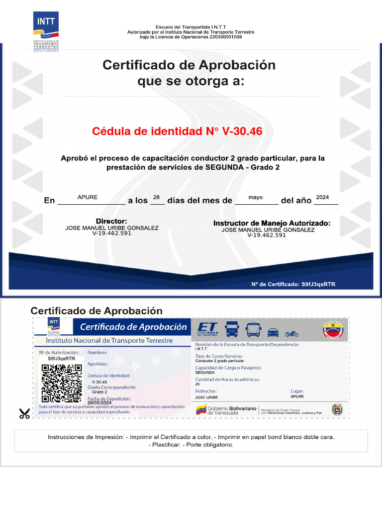 Certificado Luis 2da | PDF