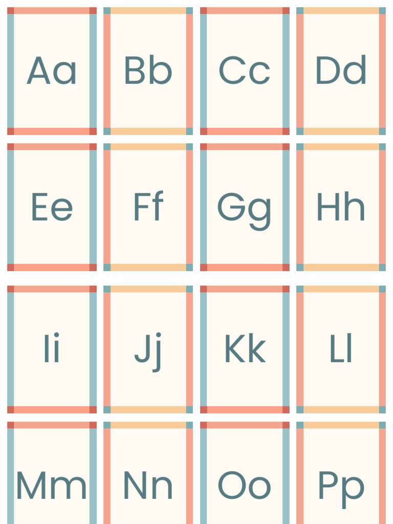 Alphabet Education Flashcards in Sage Cream and Rose Gingham Cottage ...