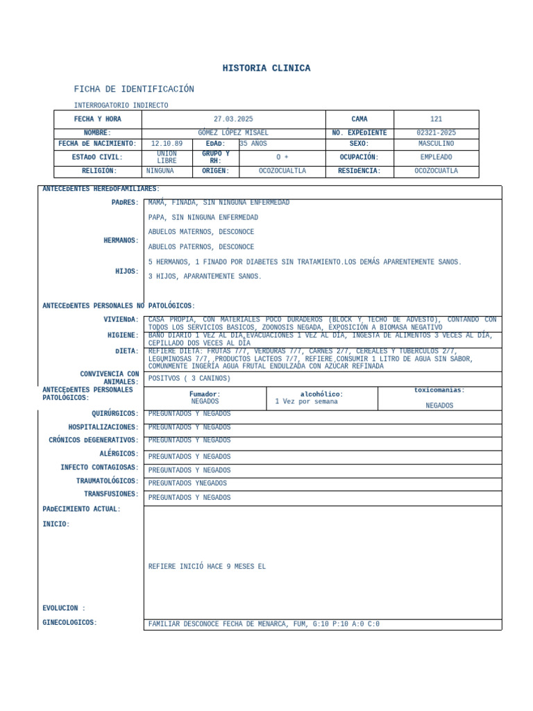 formato HC 2 | PDF | Especialidades Medicas | Enfermedades y trastornos