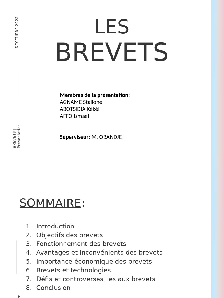 les_brevets | PDF | Brevet | Propriété intellectuelle