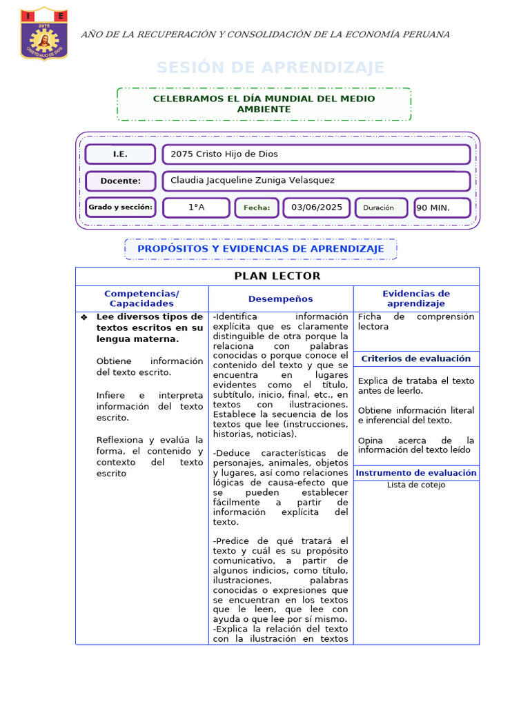 Sesión de Aprendizaje Plan Lecto | PDF | Residuos | Información