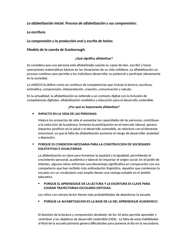 La Alfabetización Inicial Lengua y Literatura | PDF | Literatura | Aprendizaje