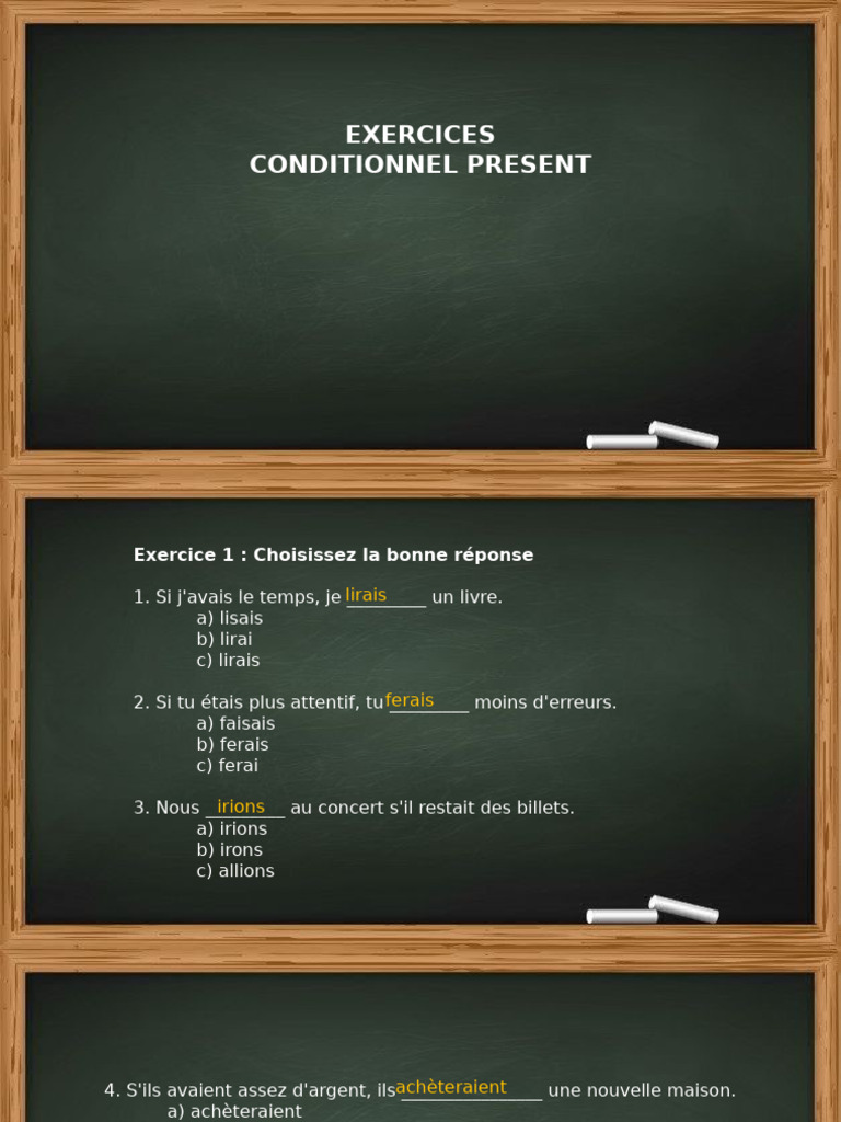 Exercices sur le conditionnel présent | PDF | Linguistique | Grammaire