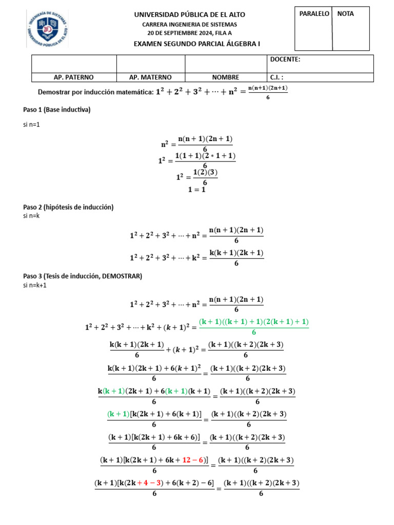 2do Parcial Fila A 2024 - SOLUCIONARIO | PDF | Matemáticas | Lógica