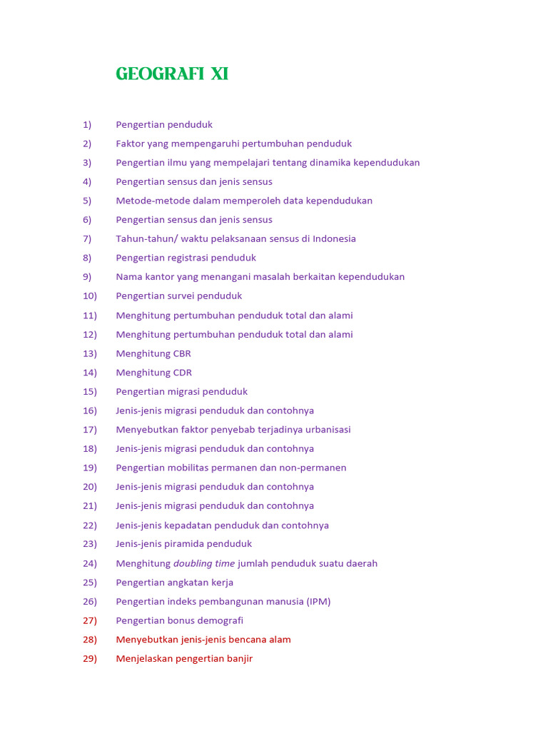 Geografi Xi - Psat 2024-25 | PDF