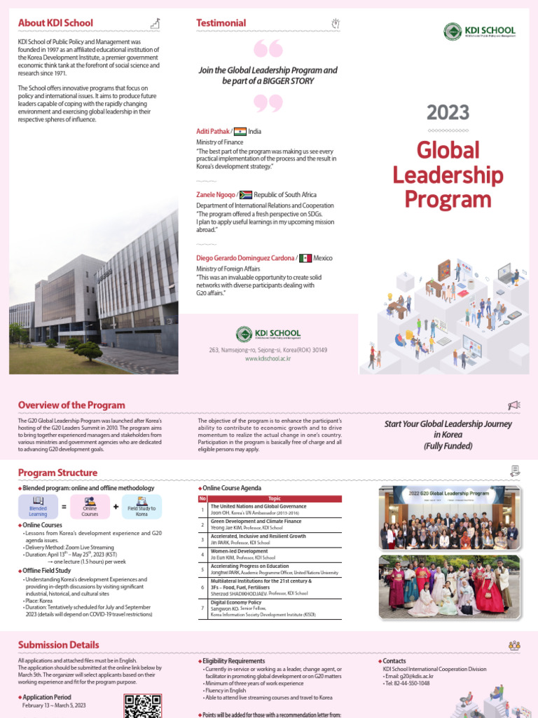 (KDI School) Leaflet - Global Leadership Program | PDF | International ...