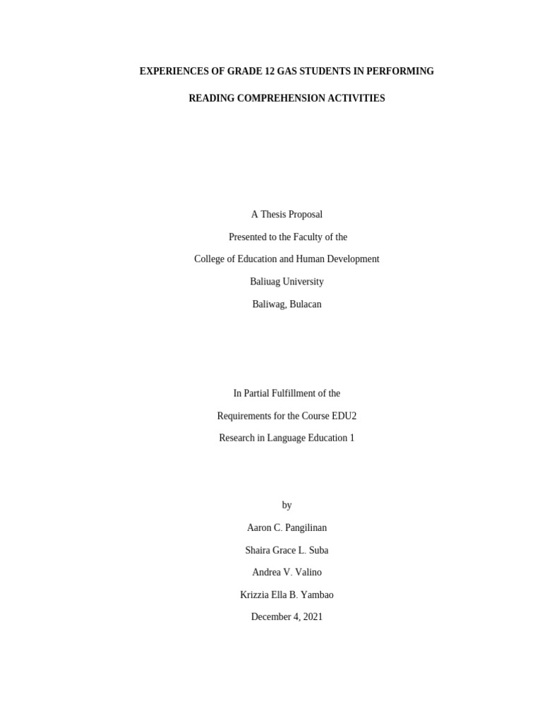 Grade 12 GAS Students' Reading Challenges | PDF | Reading Comprehension ...