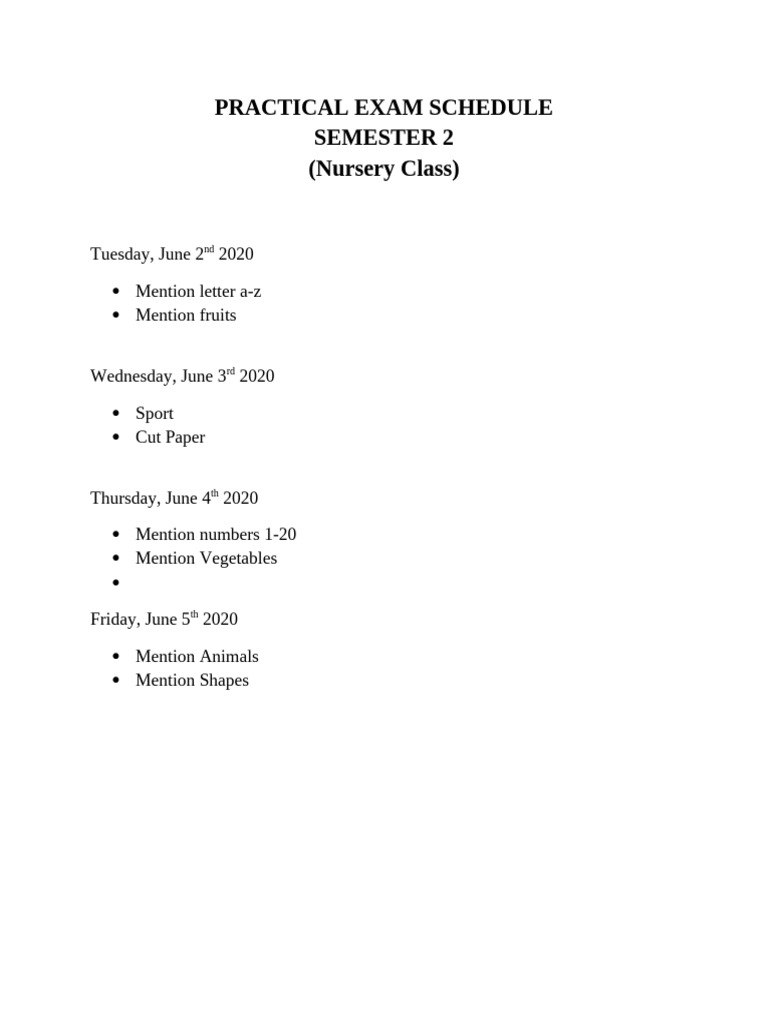 Practical Exam Schedule | PDF
