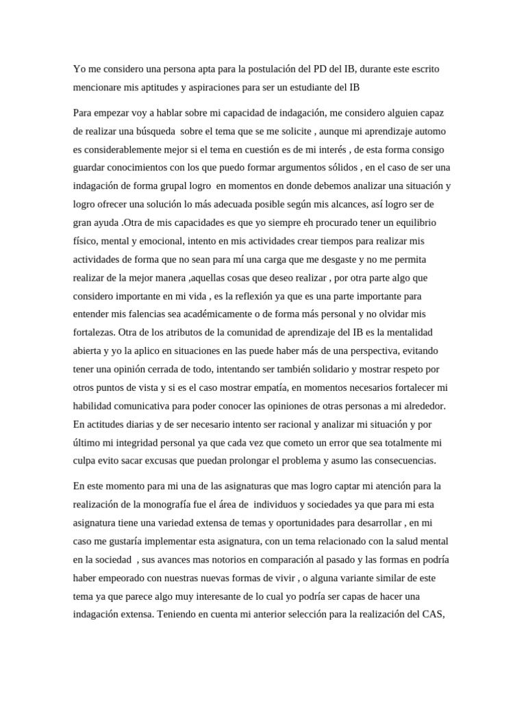 IB | PDF | Salud mental | Aprendizaje