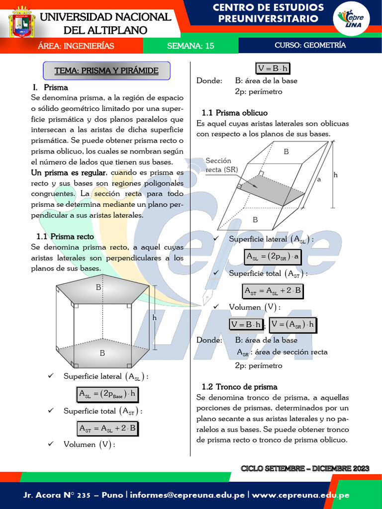 GEOMETRÍA15 Prisma y Piramide | PDF | Programación lineal | Geometría ...