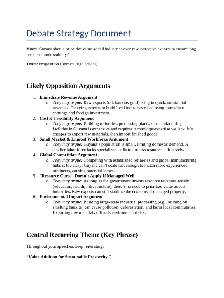 Debate - Strategy Sheet Finals | PDF | Oil Refinery | Sustainability